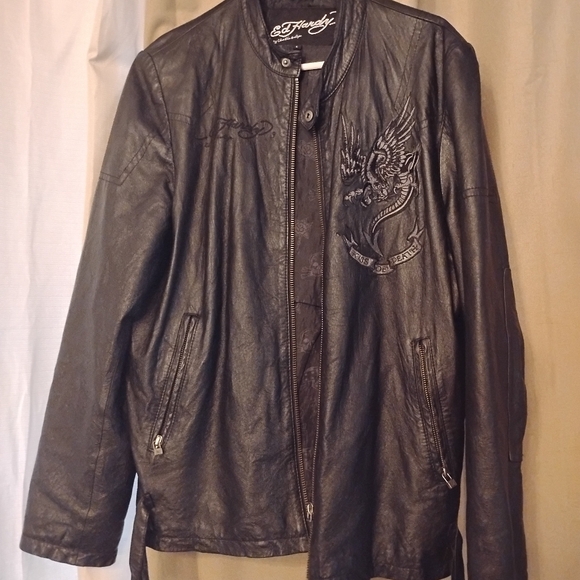 Ed Hardy | Jackets & Coats | Ed Hardy Leather Jacket | Poshmark